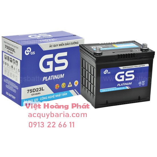 Bình ắc quy GS MF 75D23L (12V-65Ah) - Ắc Quy Việt Hoàng Phát