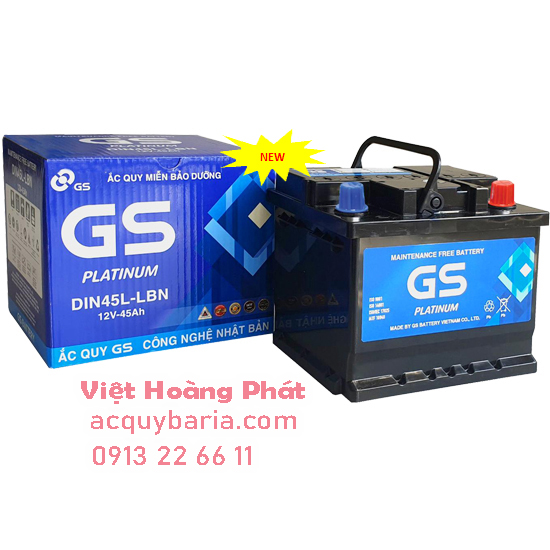 Bình ắc quy GS MF DIN45L-LBN (12V, 45Ah) - Ắc Quy Việt Hoàng Phát